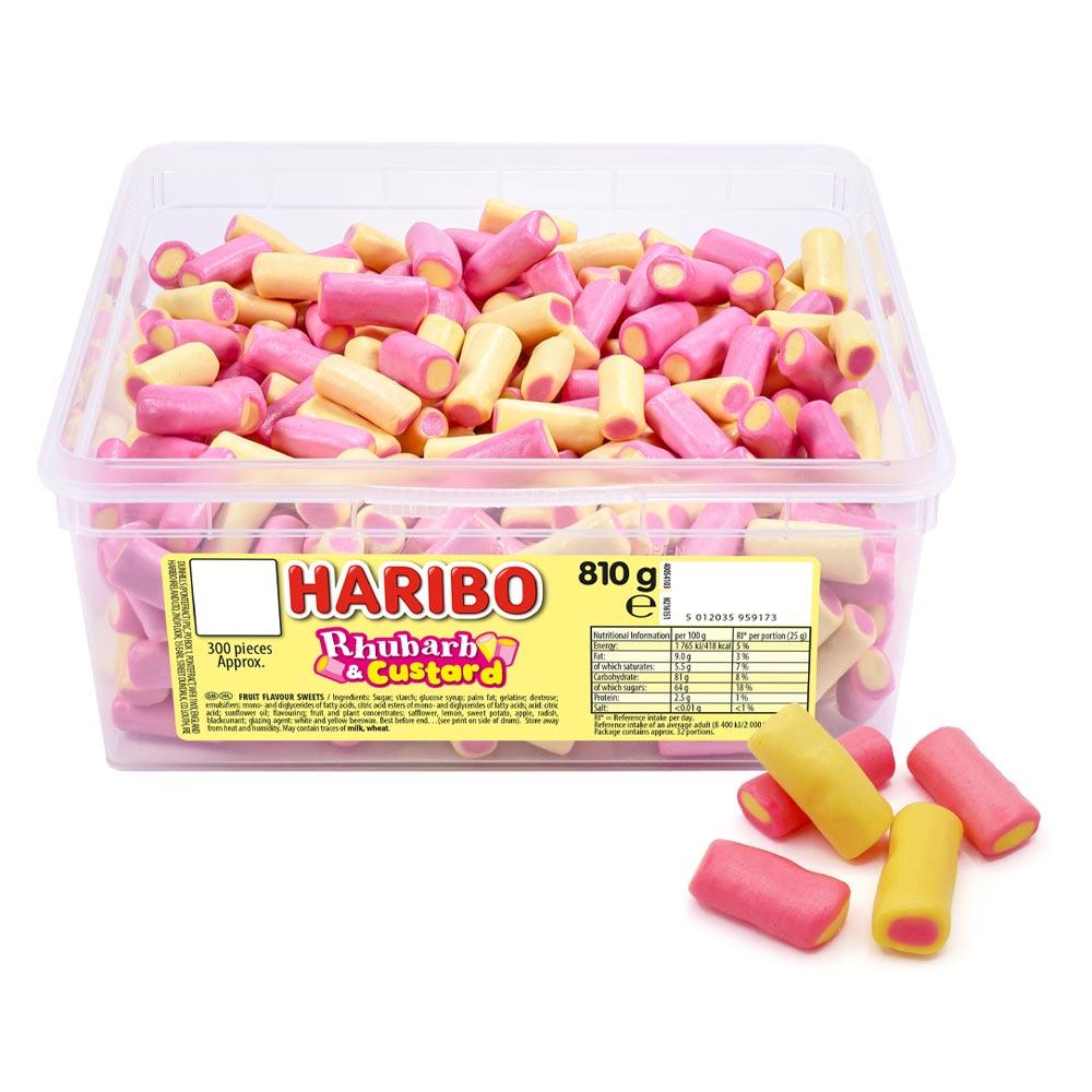 Haribo Rhubarb and Custard Pencils - Tub 810g – The Candy King - Retro ...
